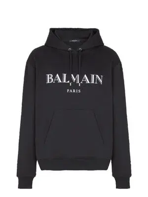 Balmain Printed Logo Hoodie - Black