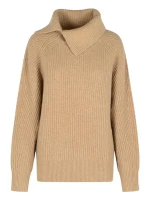 LOULOU DE SAISON LouLou De Saison Lapel Long-Sleeved Ribbed Knit Sweater