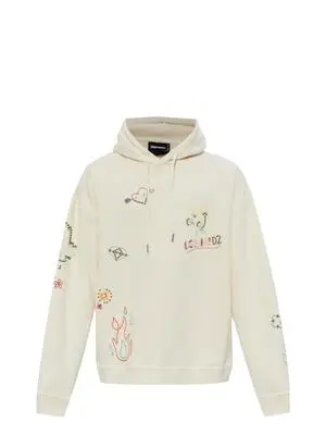 Dsquared2 Embroidered Drawstring Sweatshirt - White