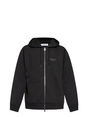 Givenchy Logo Printed Zip-up Drawstring Hoodie - Black