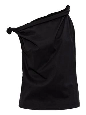 RÓHE Asymmetrical Knotted One-shoulder Top - Black
