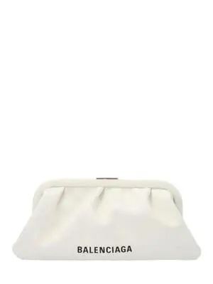 Balenciaga Logo Clutch - White