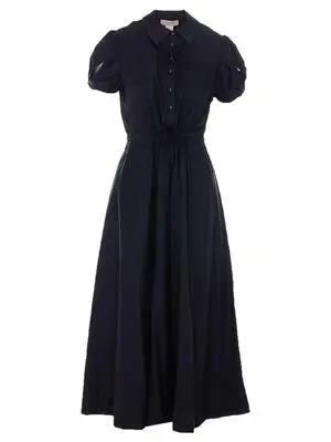 TWINSET Short Sleeve Button-front Shirt Dress - Black