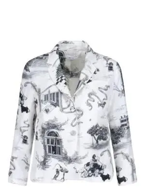 Thom Browne Graphic Printed Long-sleeved Jacket - White