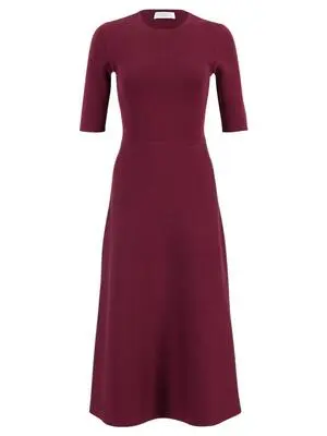 Gabriela Hearst Round Neck Short Sleeve Dress - Deep Bordeaux Red