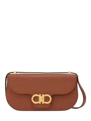 FERRAGAMO Double Gancini Mini Crossbody Bag - Brown
