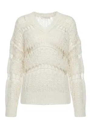 Fabiana Filippi Openwork Knit V-neck Sweater - White