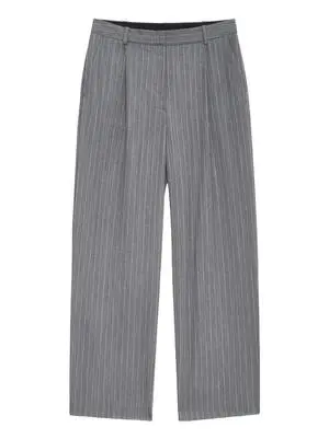 ANINE BING Anine Bing Pinstriped Pleated Trousers Grey