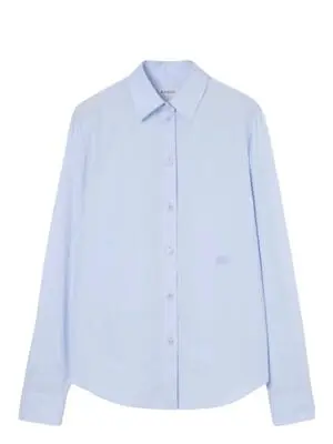 Burberry Long-sleeve Shirt With Curved Hem - Agapanthus Blue