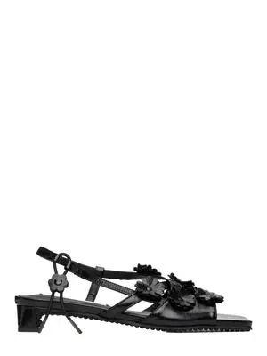 Cecilie Bahnsen Square-toe High-heeled Sandals With Floral Appliqués - Black