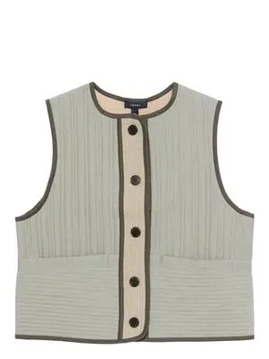 Soeur Sleeveless Jacket With Buttoned Pockets - Gray