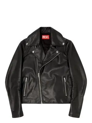 DIESEL® L-eo-wrd Asymmetrical Leather Biker Jacket - Black