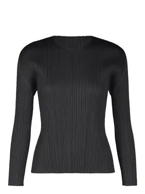 PLEATS PLEASE BY ISSEY MIYAKE Long Sleeve Pleated Top - Black