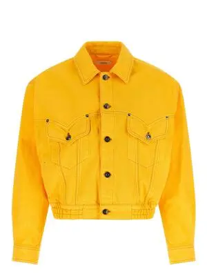 Versace Cropped Denim Jacket - Yellow