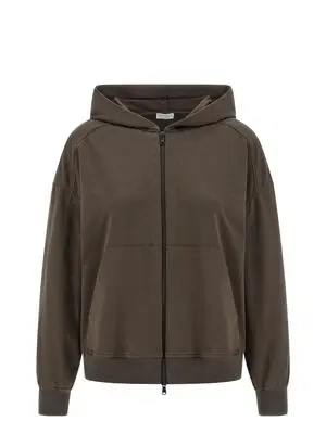 Brunello Cucinelli Brunello Cucinelli Monili-Embellished Zip-Up Hoodie Brown
