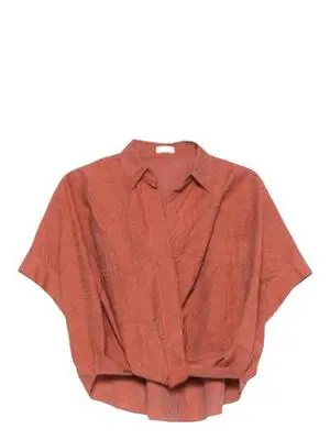 Brunello Cucinelli Patterned Short Sleeve Blouse - Red