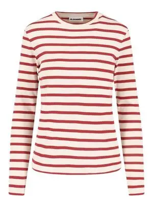 JIL SANDER Jil Sander Logo Stripe Long Sleeve T-Shirt
