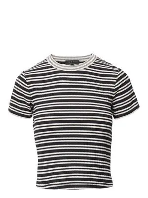 RAG  BONE Rag & Bone Striped Ribbed T-shirt - Ivory Black Multicolour