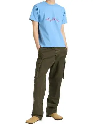 J.W.ANDERSON Lettring-embroidery T-shirt - Light Blue