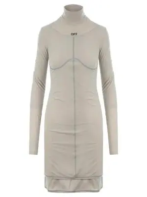 Off-White Jersey Bodycon Dress - Nude