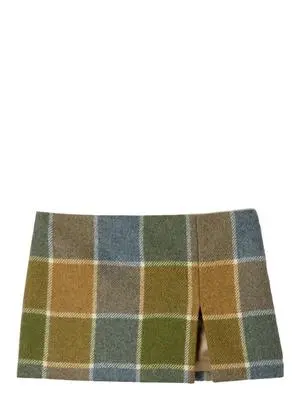 Miu Miu Checked Mini Skirt - Green