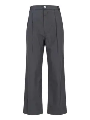 LOW CLASSIC Pleated Wide-leg Trousers - Black