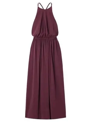 ERES Halterneck Tie-waist Midi Dress - Wine Red