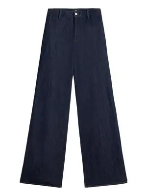 7 FOR ALL MANKIND 7 For All Mankind Indigo Linen Wide Leg Trousers