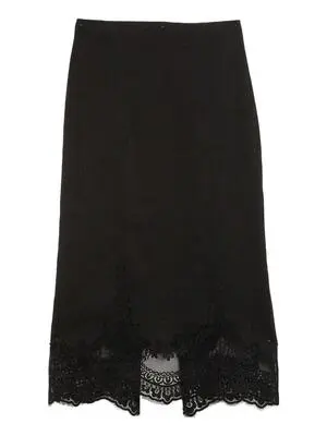 TWINSET Scalloped Lace Hem Midi Skirt - No