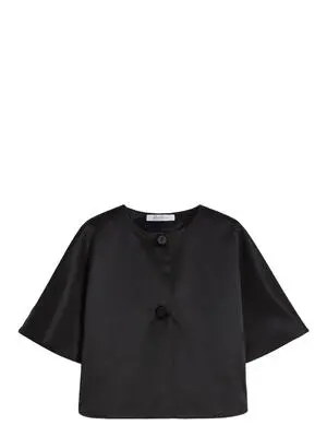 Max Mara Buttoned Cape With Bow Detail - Black