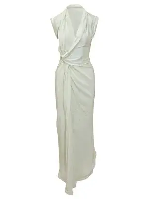 Victoria Beckham Asymmetrical Knotted Maxi Dress - Gray