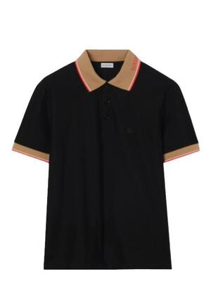 Burberry Logo Collar Short Sleeved Polo Shirt - Black