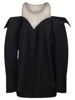 GIUSEPPE DI MORABITO Giuseppe Di Morabito Crystal Tulle Detail Off-Shoulder Dress