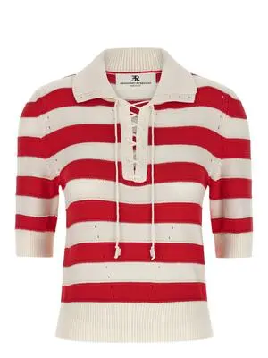 Ermanno Scervino Striped Knit Polo Shirt - Red