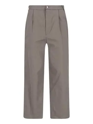 LOW CLASSIC Pleated Straight-leg Pants - Taupe