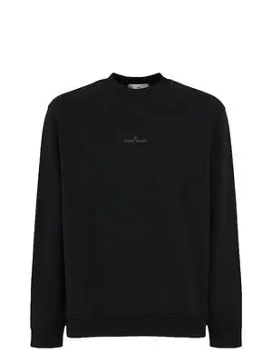 Stone Island Cotton Sweatshirt With Printed Detail - Black
