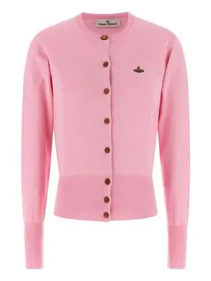 VIVIENNE WESTWOOD Vivienne Westwood Logo Embroidered Knitted Cardigan Pink