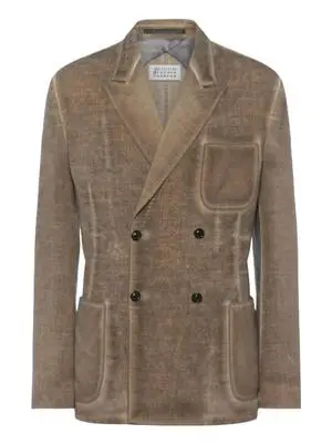 MAISON MARGIELA Maison Margiela Double-Breasted Vintage Effect Blazer Camel