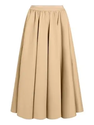 PATOU Gathered Cotton Midi Skirt - Sand-colored