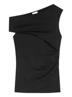 Dries Van Noten Dries Van Noten Off-Shoulder Jersey Top With Pleated Details Black