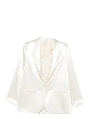 ALYSI Single-breasted Shawl Collar Jacket - White