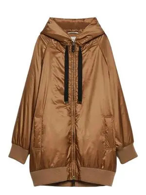 Max Mara Zip-up Drawstring Hooded Jacket - Caramel Color