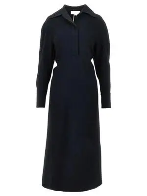 Victoria Beckham Long-sleeved Shirt Dress With Pleats - Black