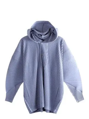 Issey Miyake Homme Plissé Pleated Hooded Jacket - Blue