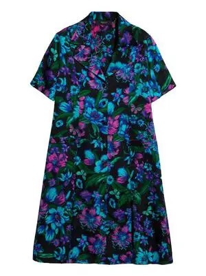Gucci Silk Jacquard Floral Print Chemisier Dress - Multicolor