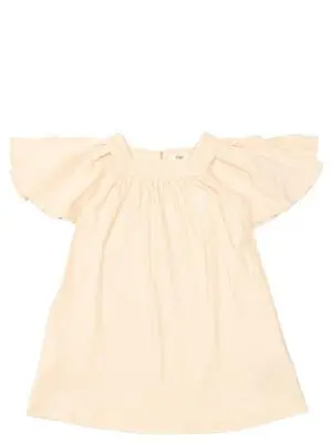 Chloé Short Sleeve Square Neck Dress - Nude