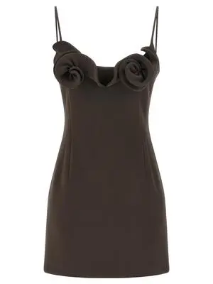 Magda Butrym Floral Applique Mini Dress - Brown