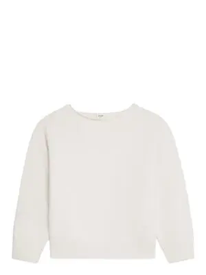 Celine Boatneck Sweater In Wool And Cashmere With Triomphe Embroidery - White