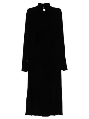 Patrizia Pepe Long Sleeve Tie-neck Dress - Black