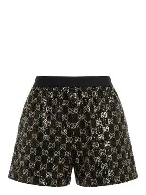 Gucci Embellished Tweed Shorts - Black